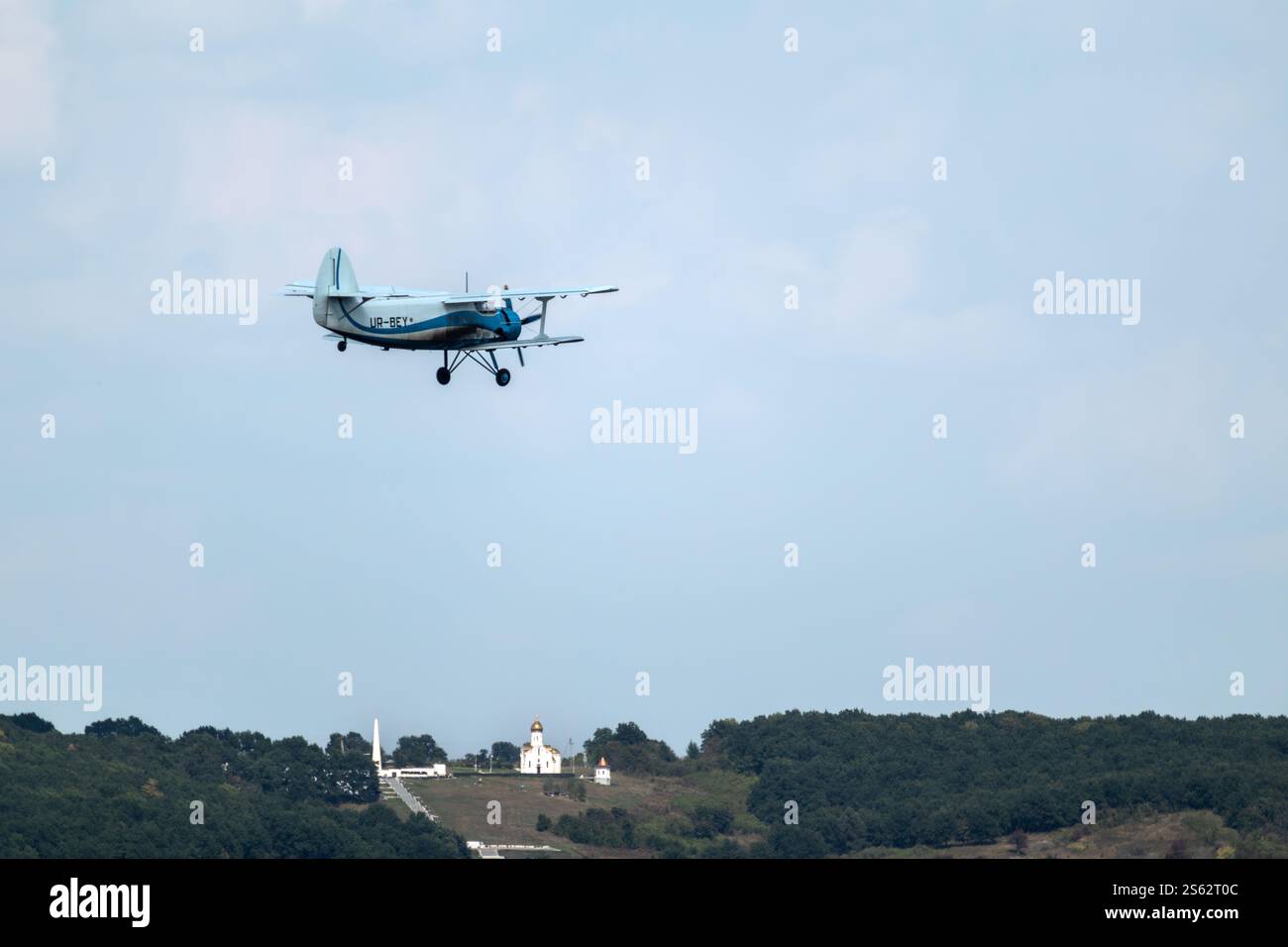 Antonov An-2 single-engine biplane passenger aircraft flying in sky ...