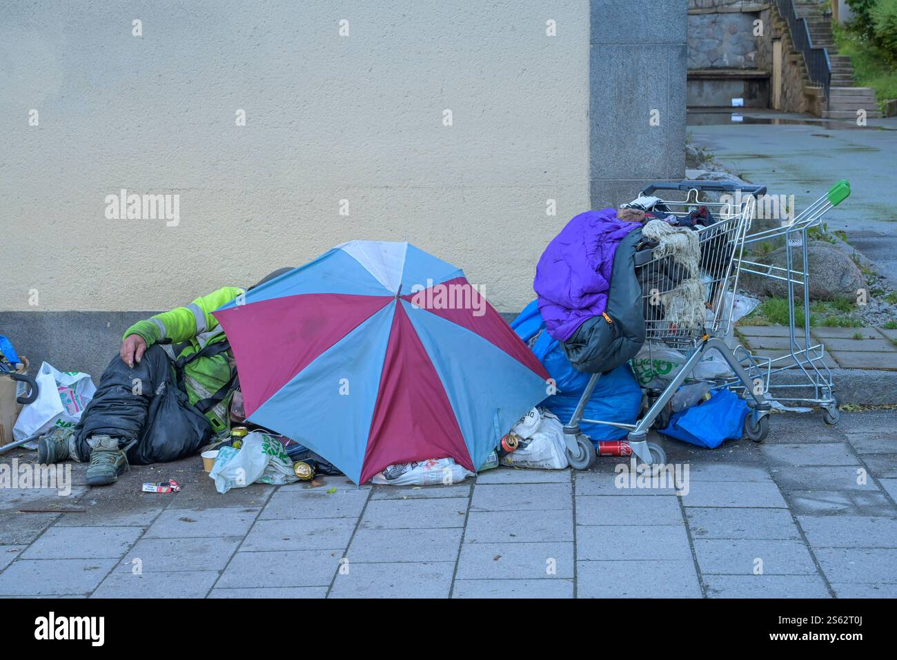 Obdachloser in Stockholm, Schweden *** Homeless man in Stockholm ...