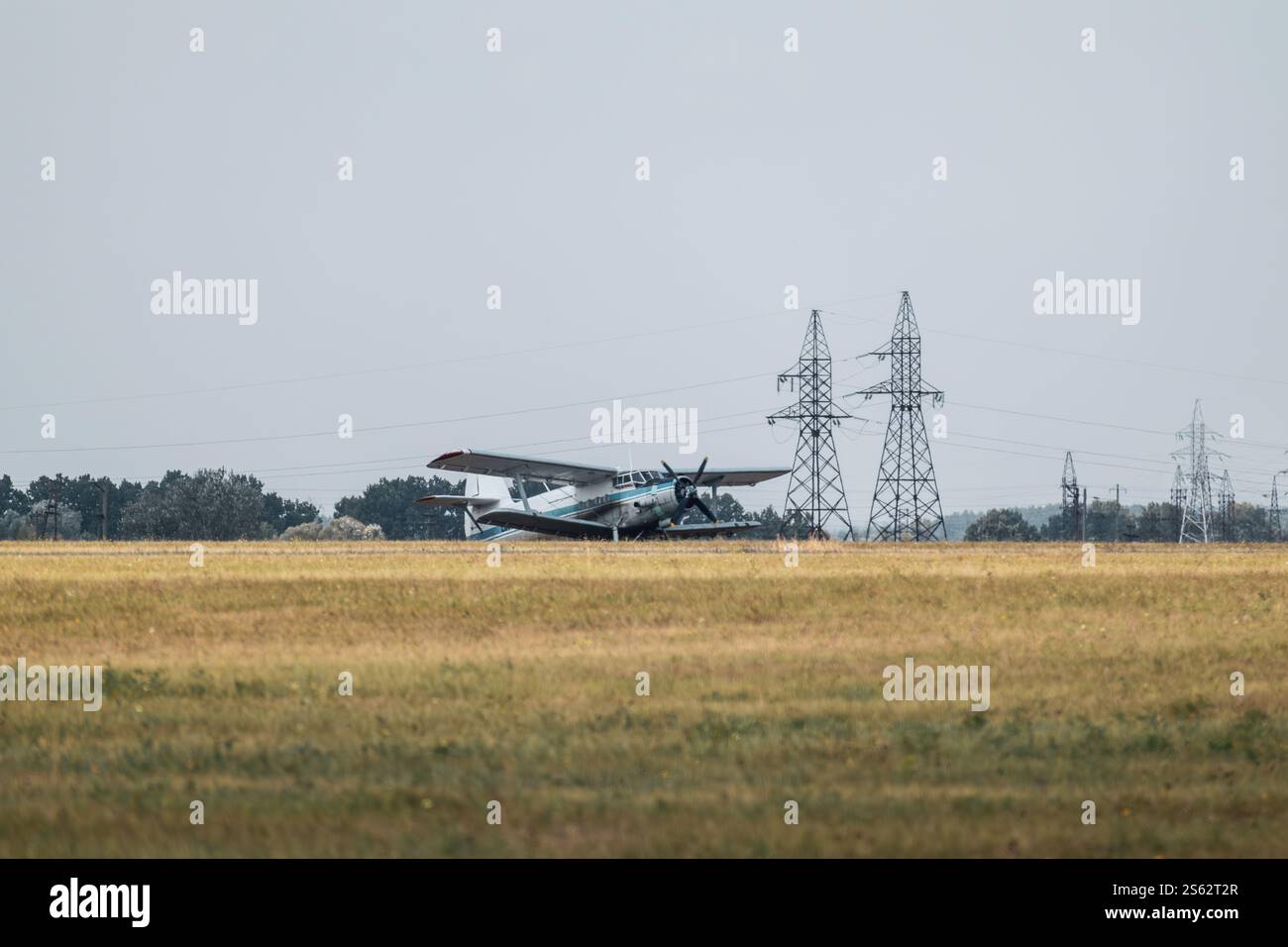 Antonov An-2 single-engine biplane passenger aircraft on airshow field ...