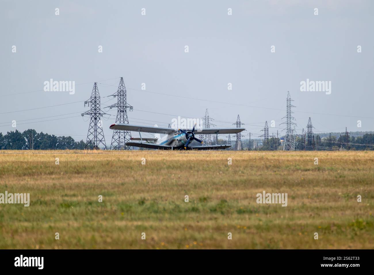 An-2 single-engine biplane passenger aircraft on airshow grass field ...
