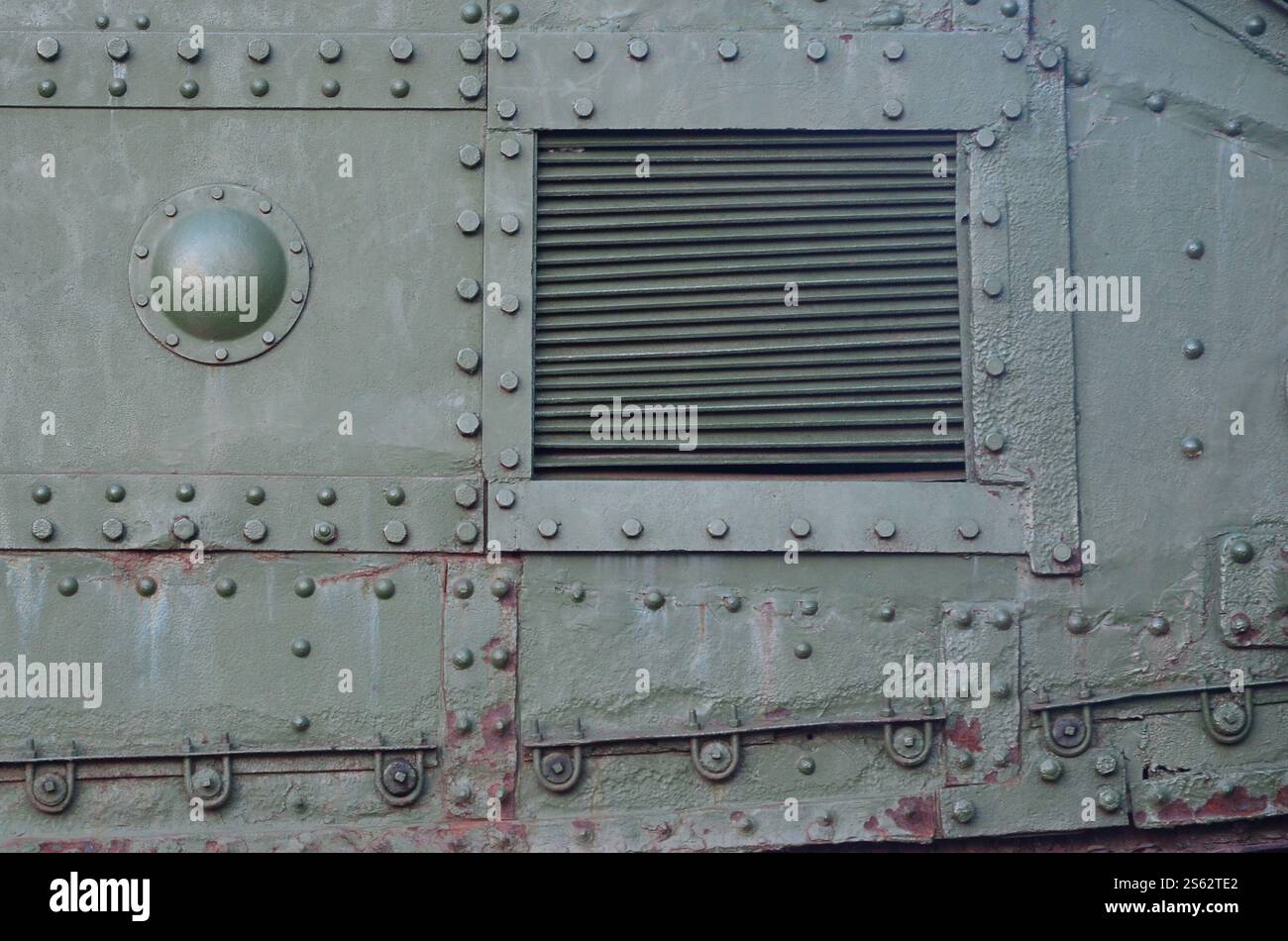Texture of tank side wall, made of metal and reinforced with a ...