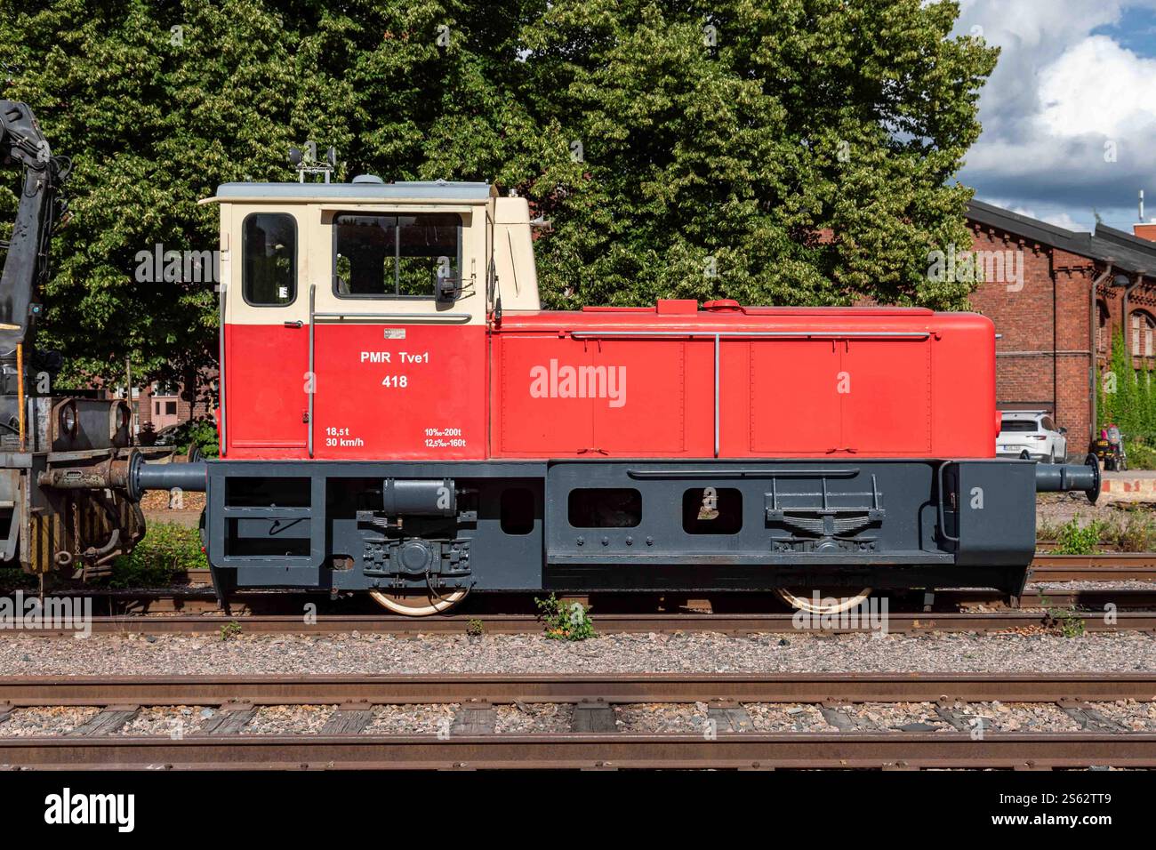 PMR Tve1 418 locomotive at old marshaling yard in Pasila district of ...
