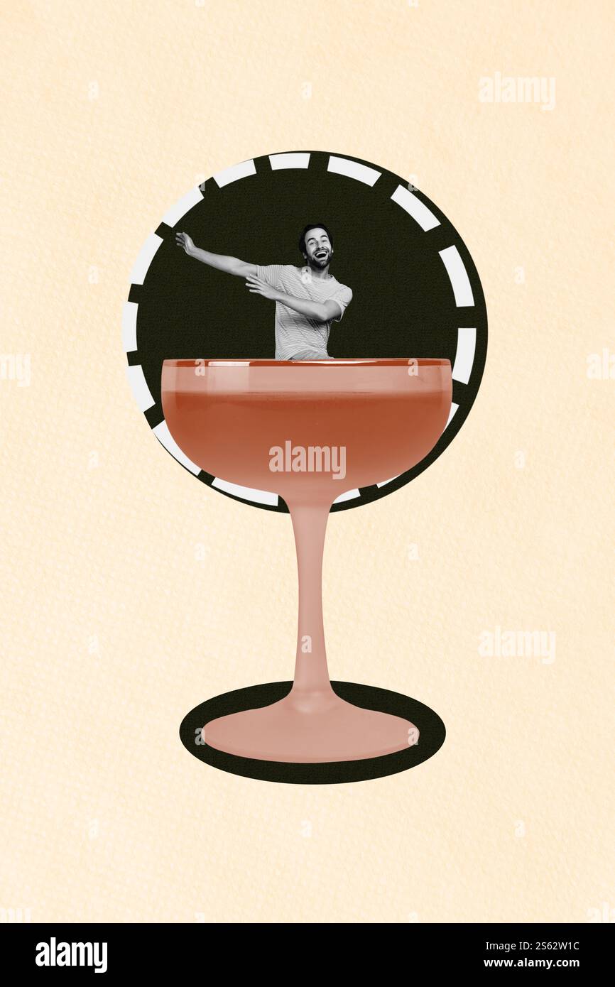 Template sketch trend artwork 3D photo collage of celebrate drink ...