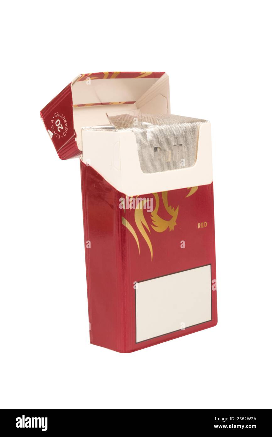 red pack cigarette isolated on white background Stock Photo - Alamy
