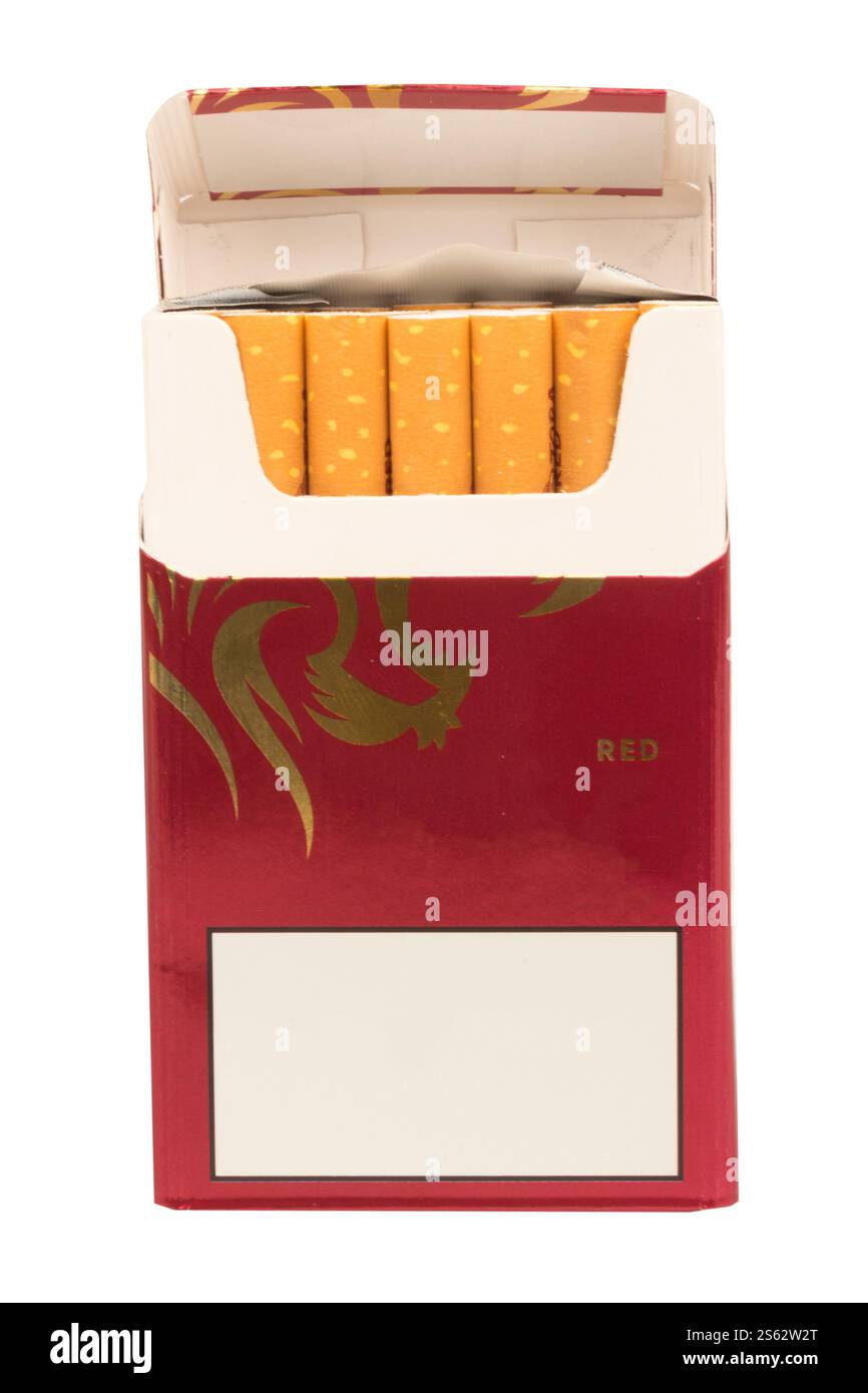 red pack cigarette isolated on white background Stock Photo - Alamy