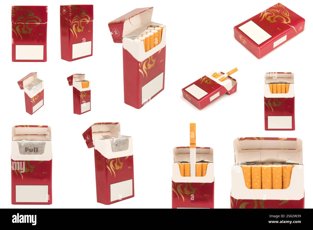 red pack cigarette isolated on white background Stock Photo - Alamy