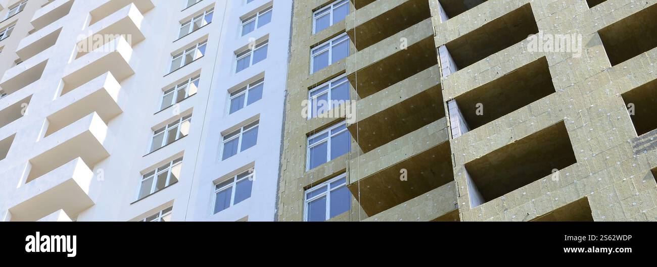 New city residential multi store apartement high building house facade ...
