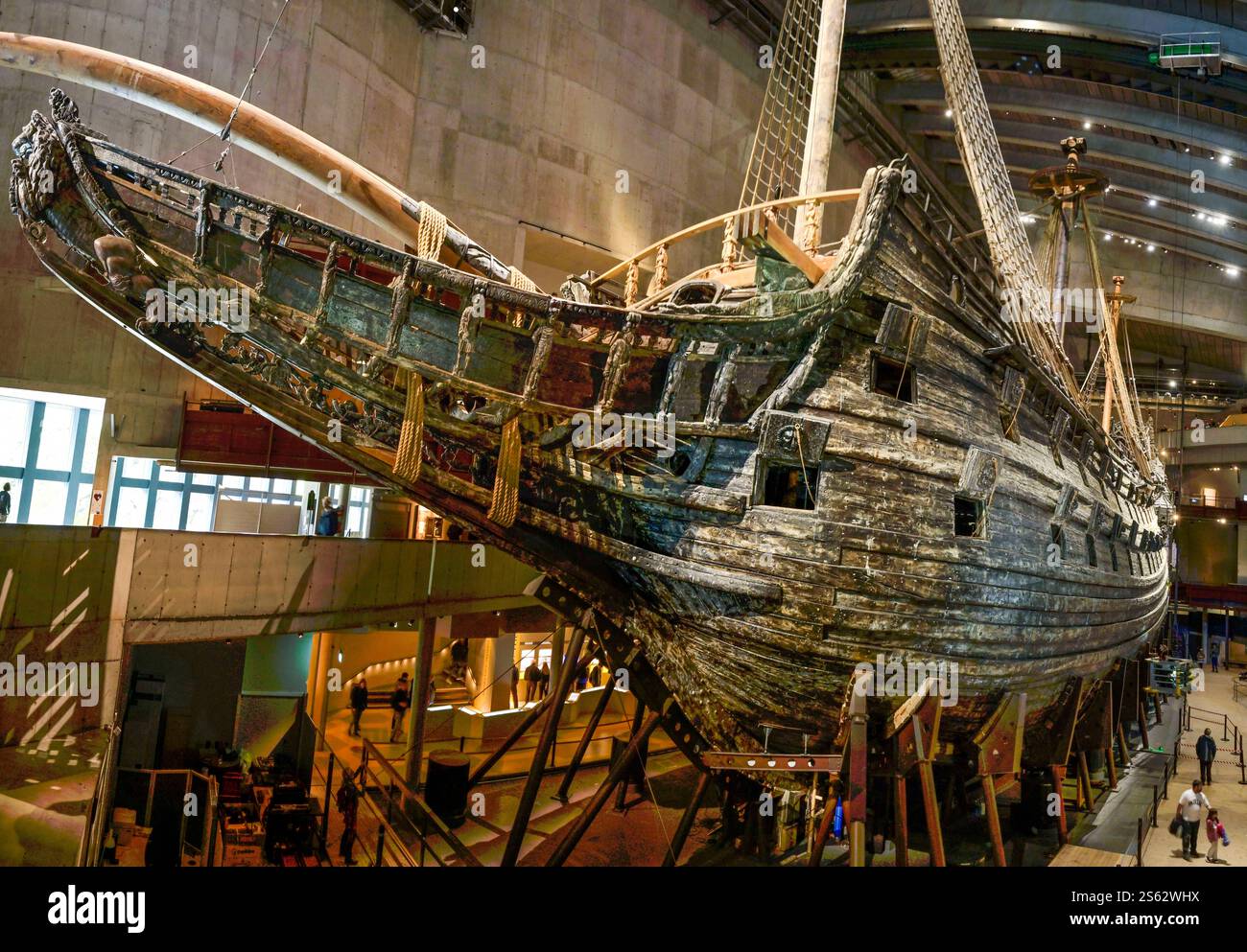 Bug und Backbordseite der Vasa, Vasa-Museum Vasamuseet, Galärvarvsvägen, Stockholm, Schweden ...