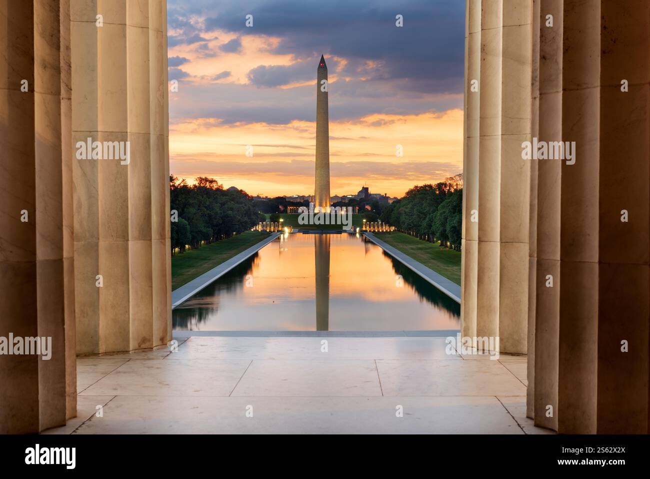 Washington Monument and Reflecting Pool from Lincoln Memorial during ...
