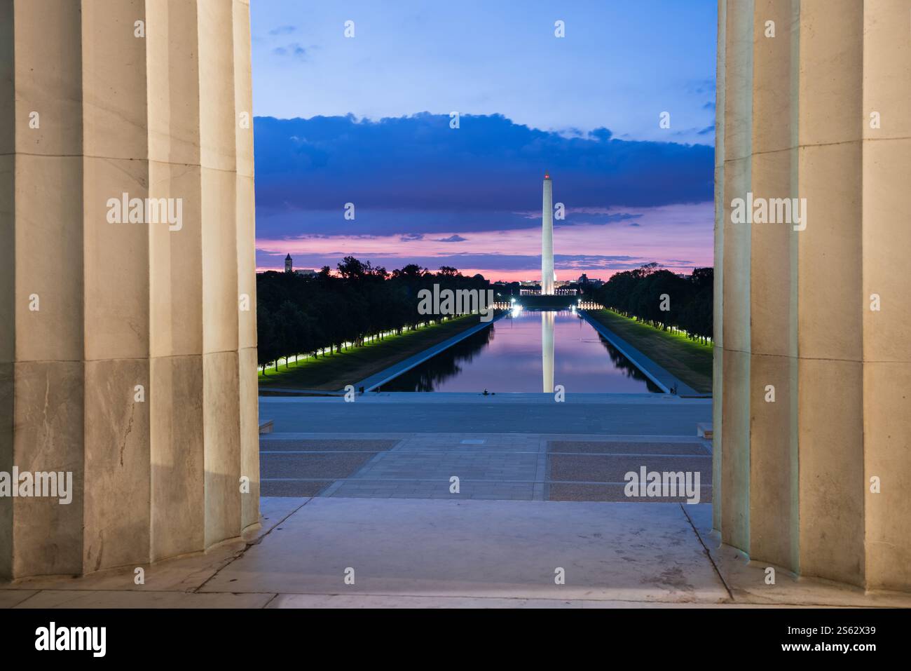 Washington Monument and Reflecting Pool from Lincoln Memorial during ...