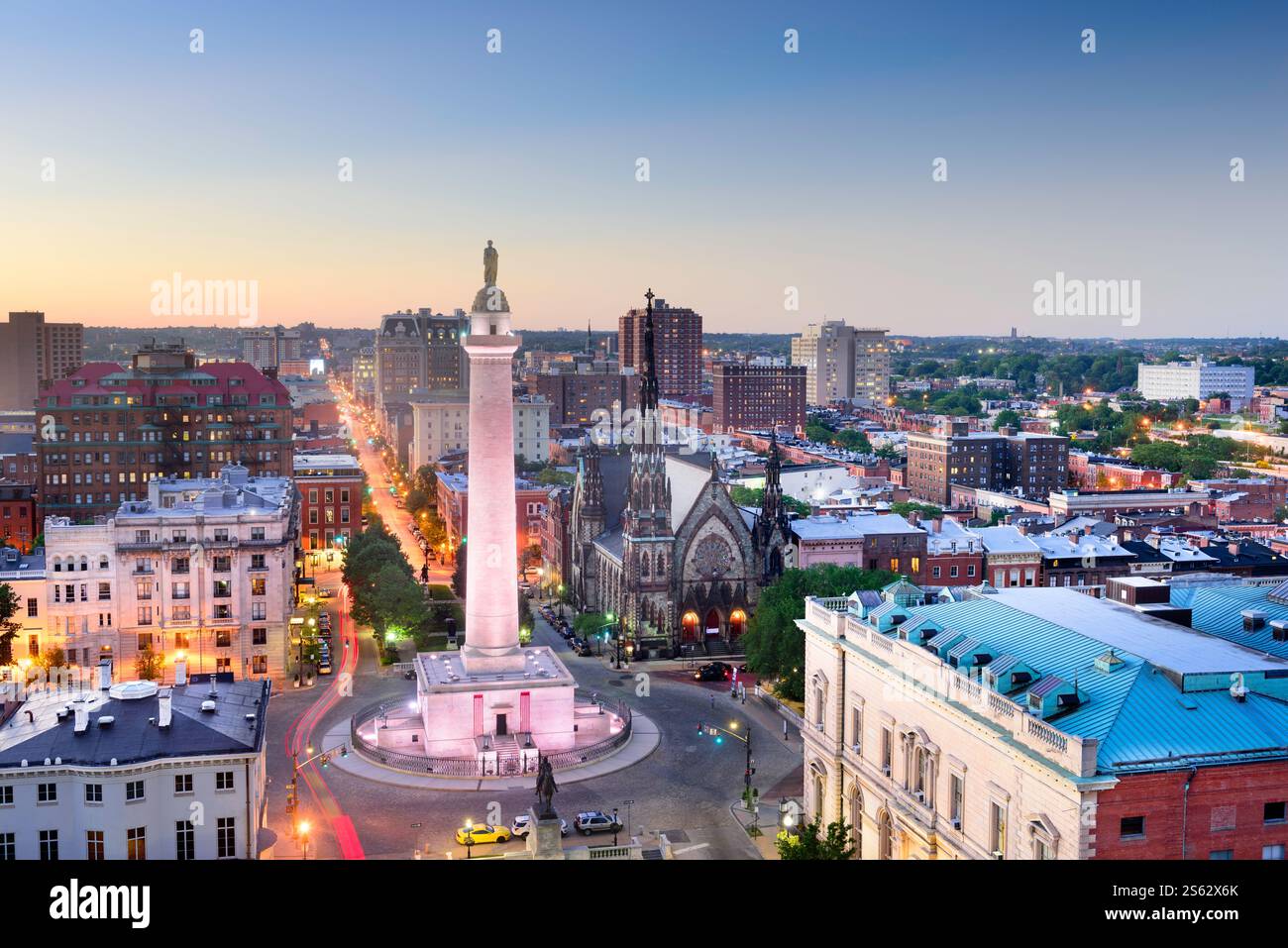 Baltimore, Maryland, USA cityscape at Mt. Vernon and the Washington ...