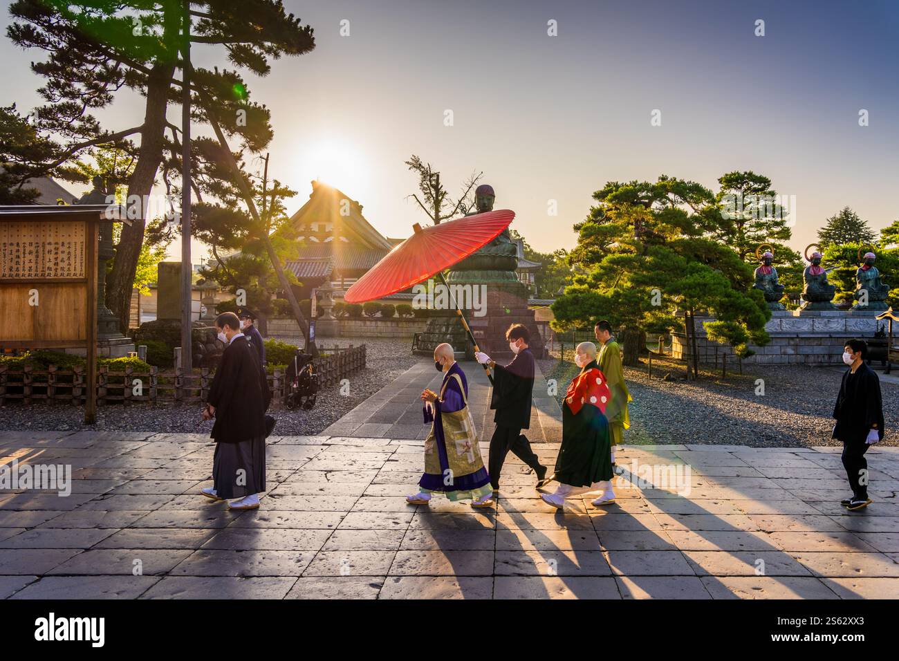 NAGANO, JAPAN - AUGUST 4, 2023: The O-Asaji morning ceremony at Zenko ...