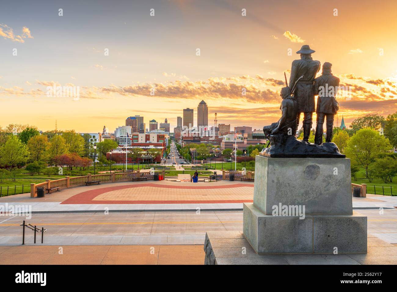 DES MOINES, IOWA, USA - MAY 3, 2024: The Pioneer Statuary Group on the ...