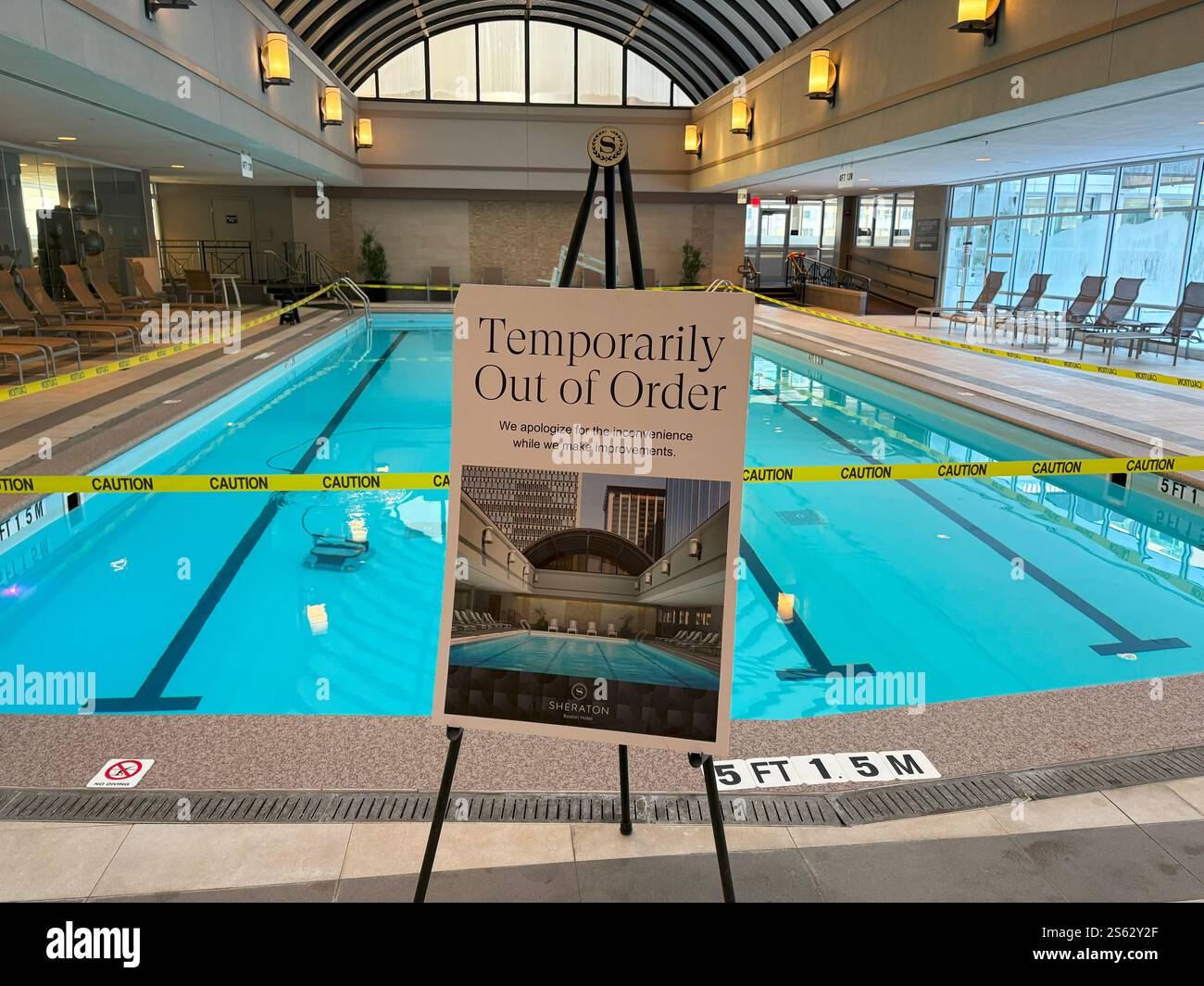 Boston, Massachusetts, USA - 23 December 2023: A swimming pool is empty ...