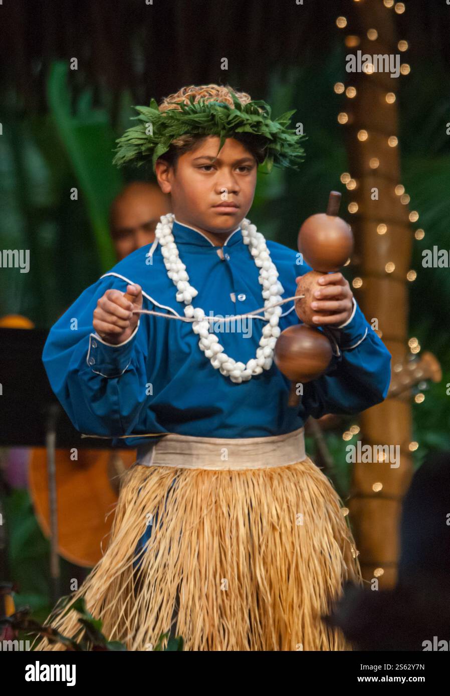 Native Hawaiian dancer at the evening show at the Polynesian Cultural ...