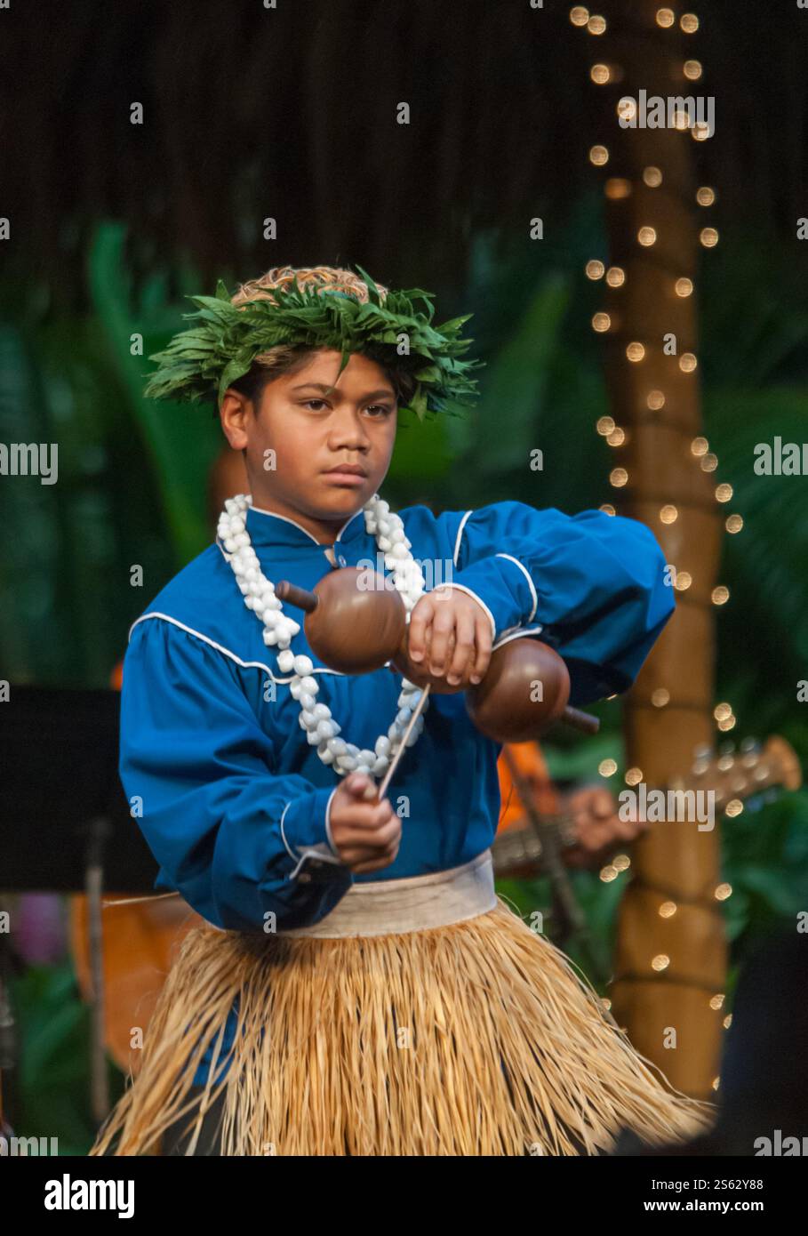 Native Hawaiian dancer at the evening show at the Polynesian Cultural ...