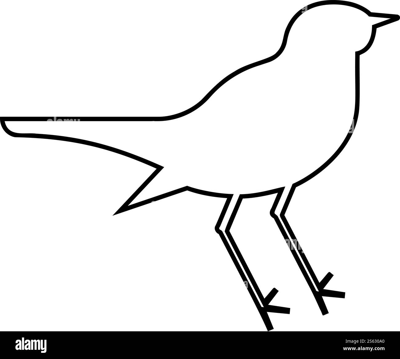 Nightingale Luscinia Bird silhouette icon outline black color vector ...