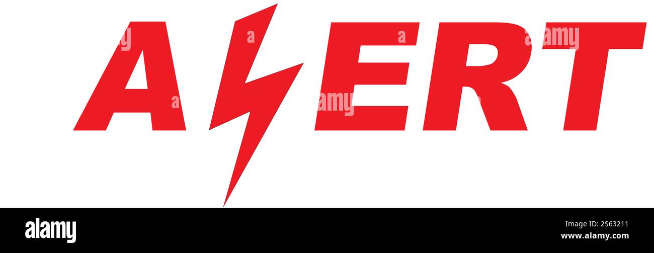 Creative design of the word "Alert" made from red type and a lightening ...