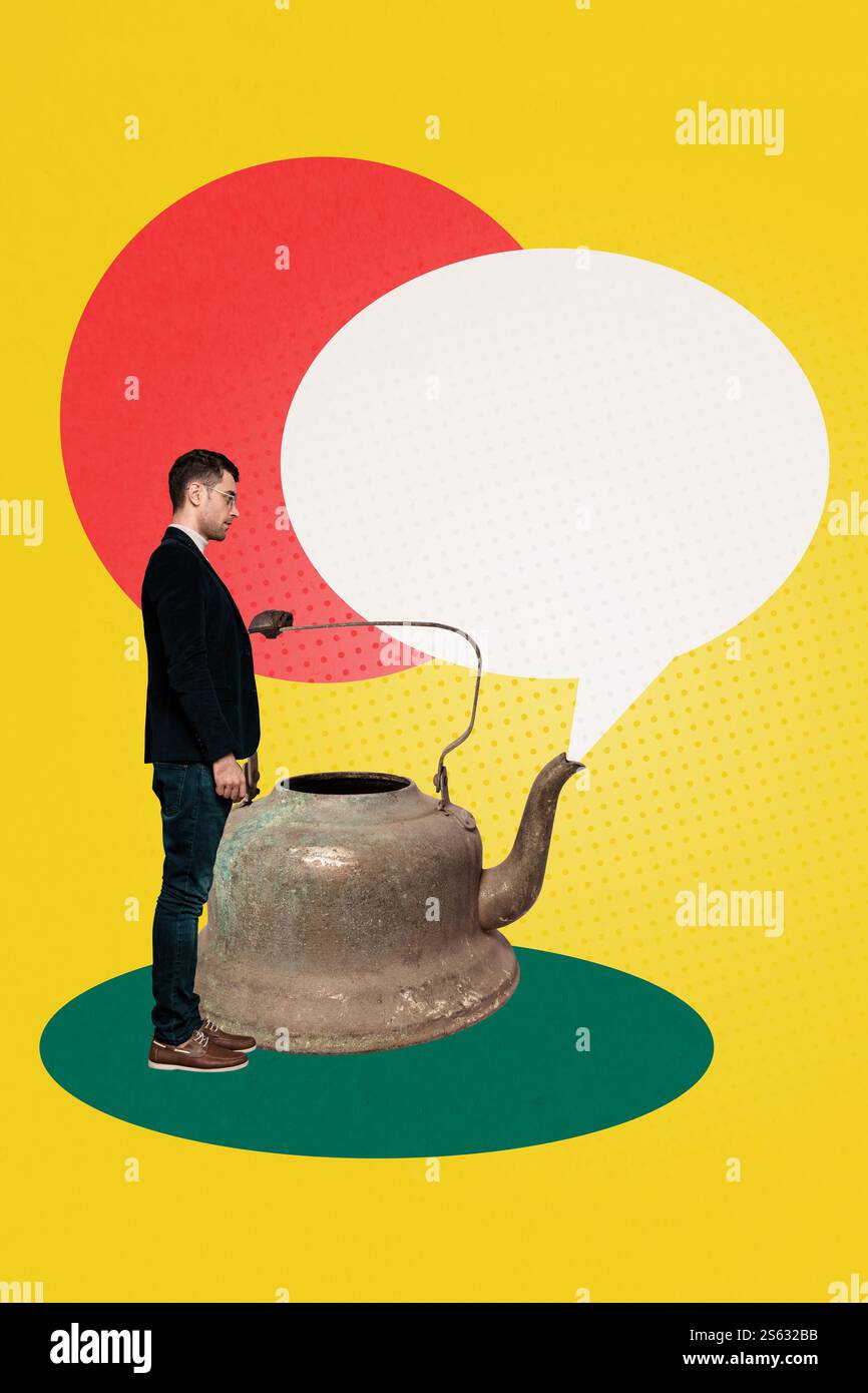 3D collage trend artwork composite sketch poster of young guy stand ...