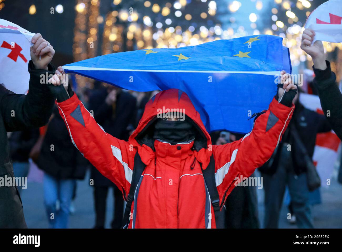 Demonstrators of hundreds of Georgian companies hold an EU and Georgian ...