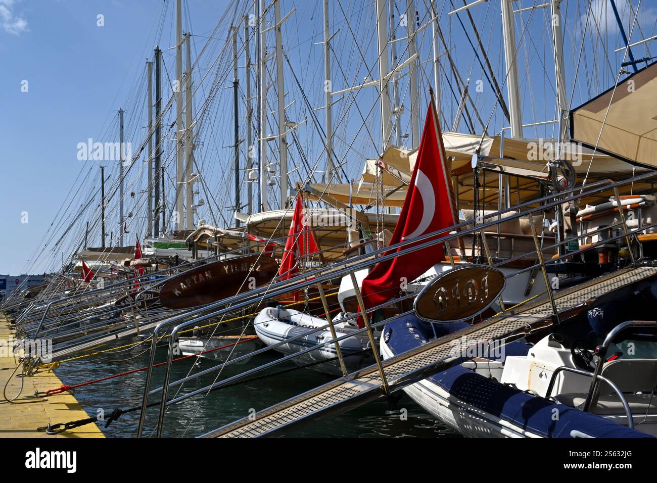 The main promenade in downtown of the port of Bodrum runs alongside the ...