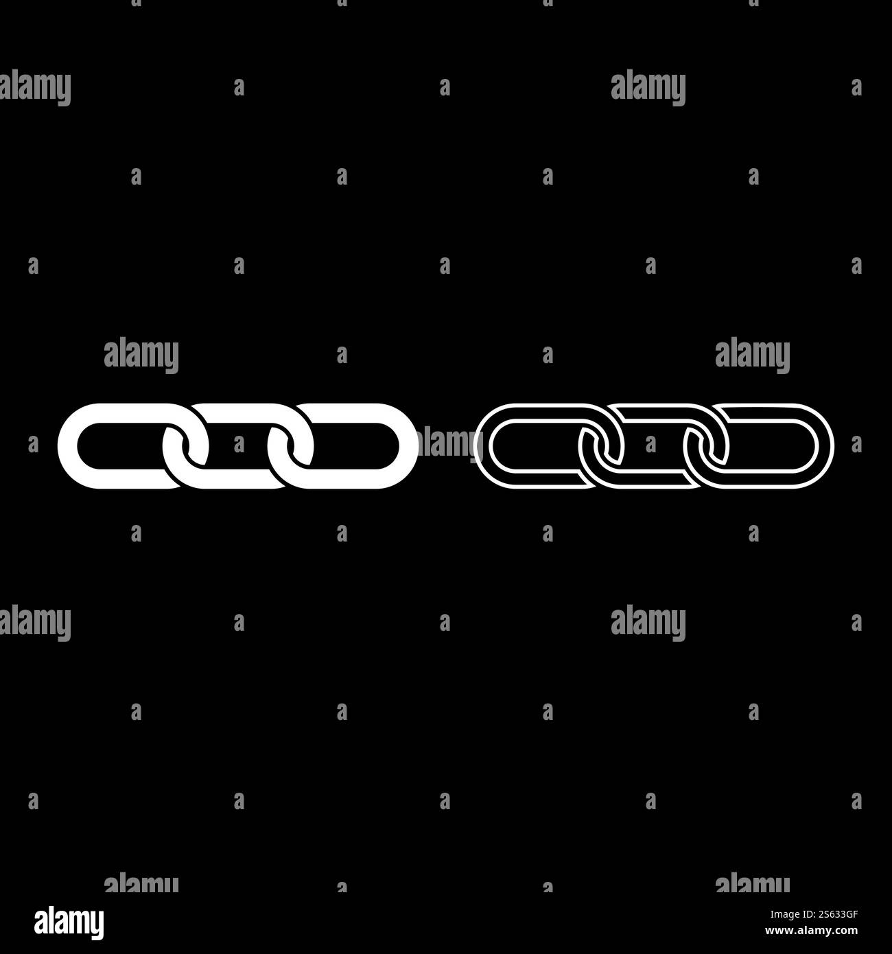 Chain links Interlock icon outline set white color vector illustration ...