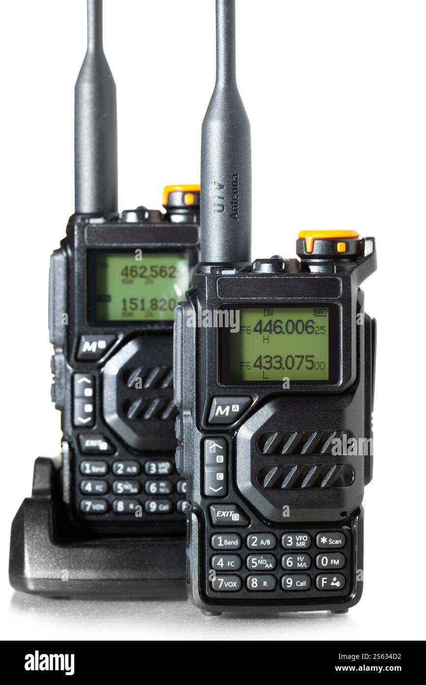 Portable LPD PMR band radio transmitters close-up isolated on the white background Stock Photo ...