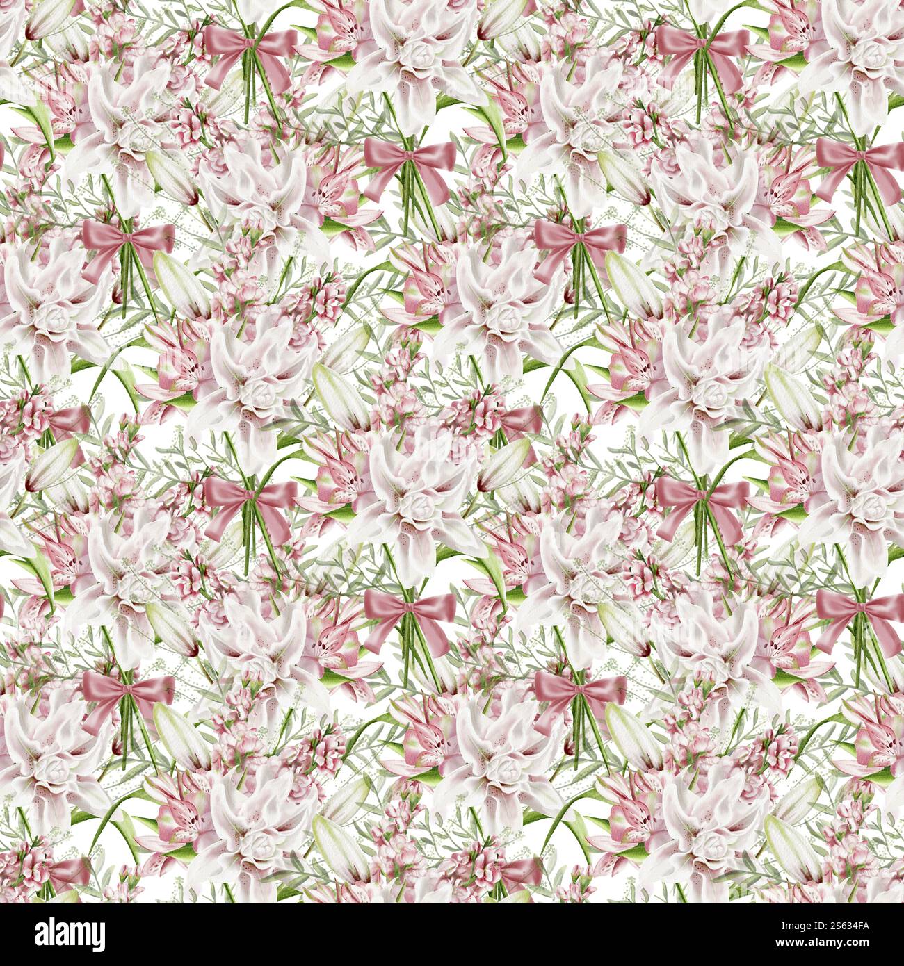 Bouquet of flowers, spring palette. Seamless pattern. watercolor ...