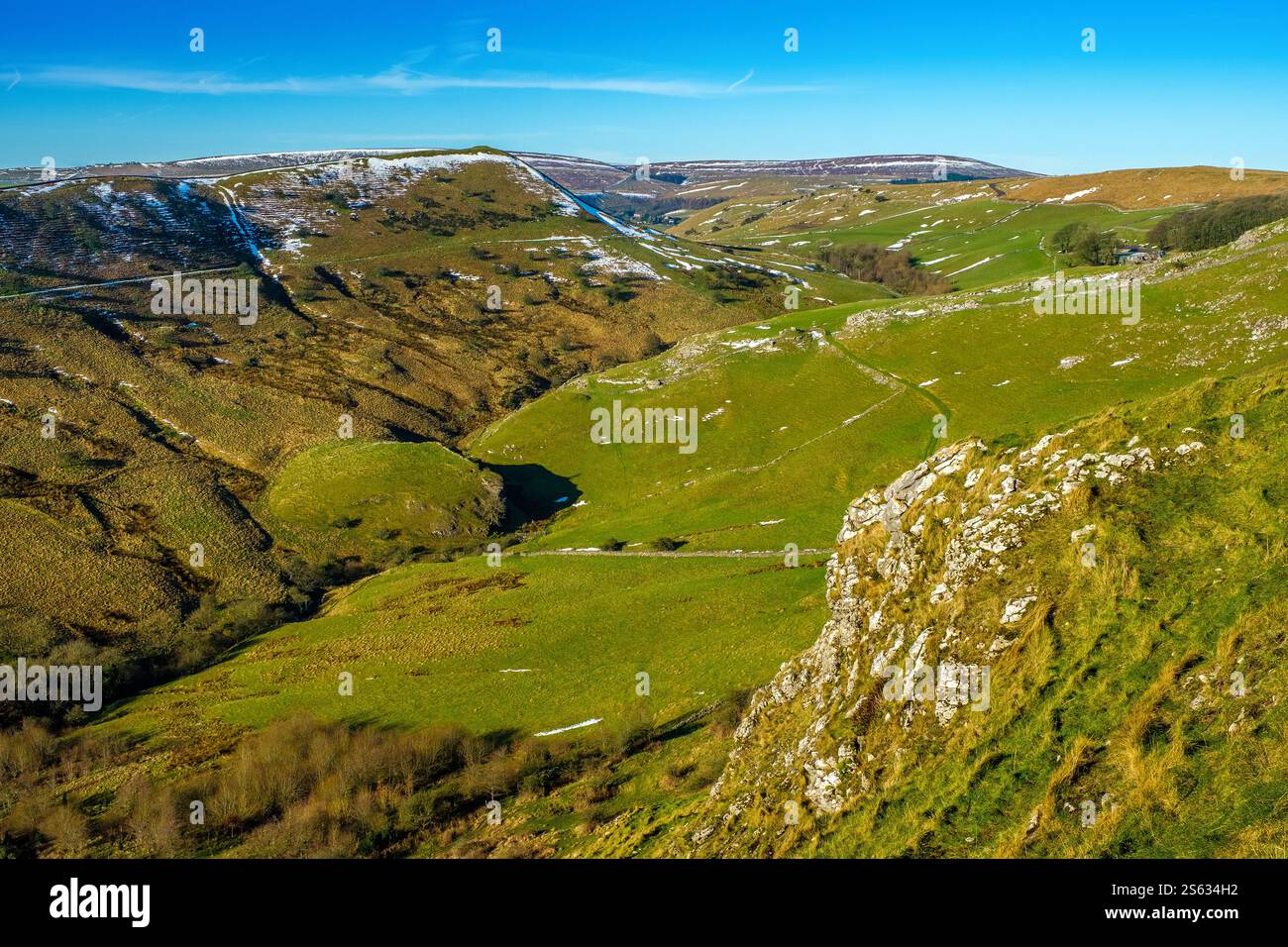 The upper Dove valley leading to Axe Edge moor from Chrome Hill, Peak ...