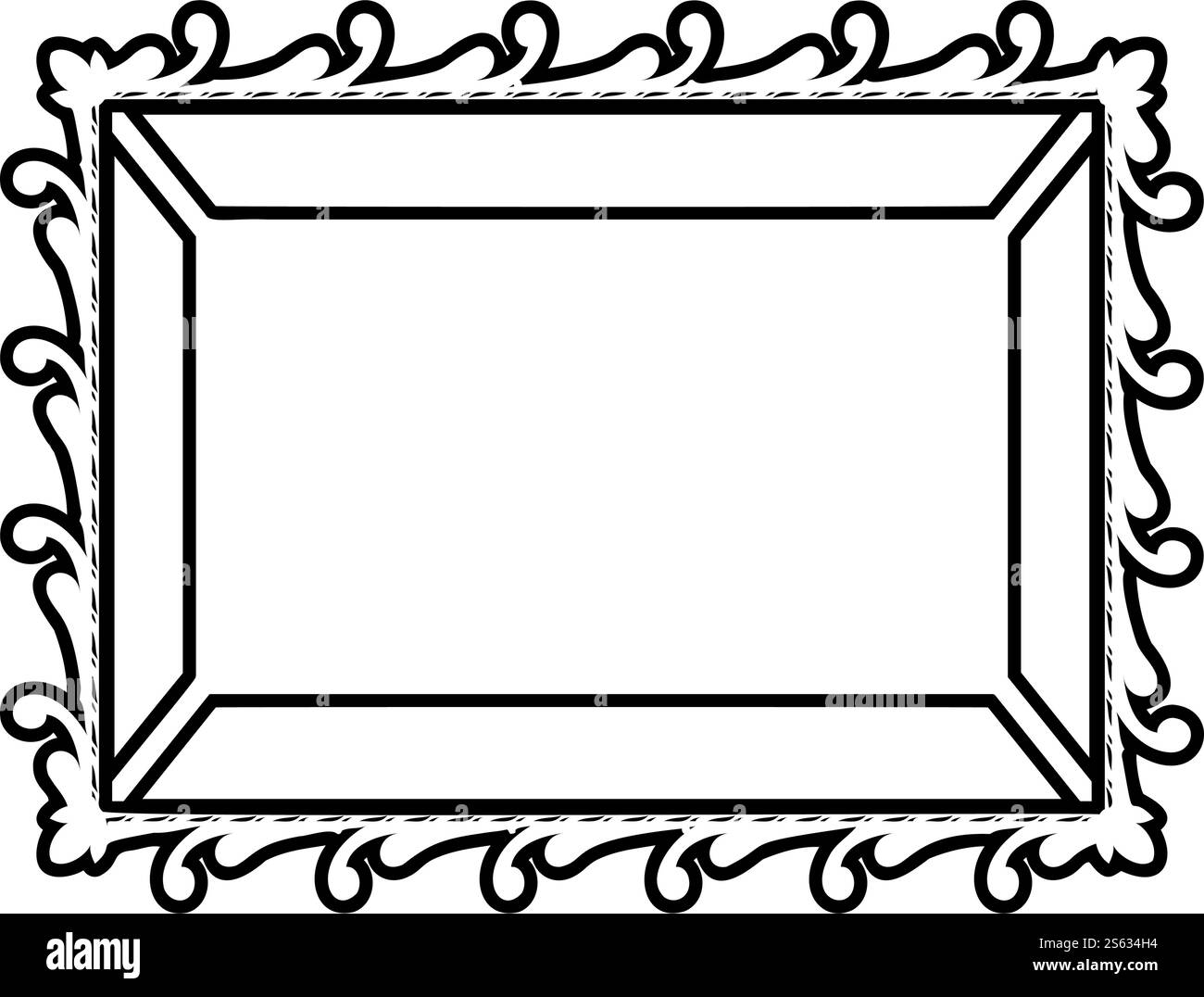 Picture frame icon outline black color vector illustration flat style ...