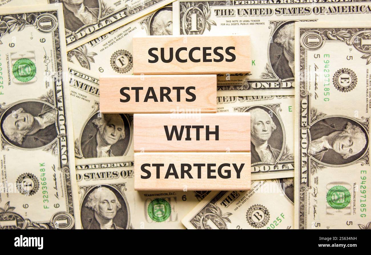 Success starts with strategy symbol. Concept words Success starts with ...