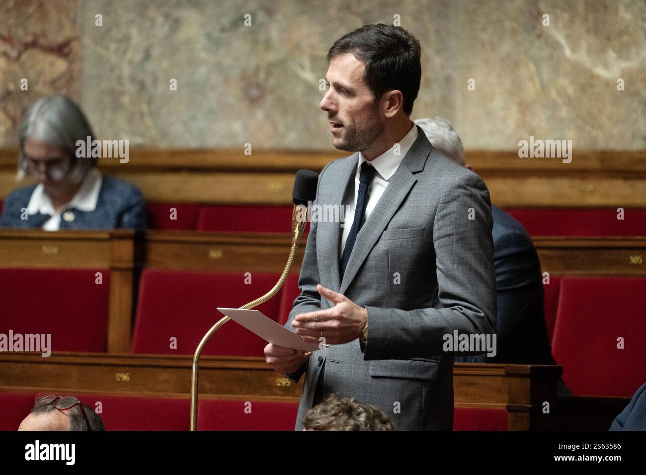 Paris, France. 15th Jan, 2025. Deputy Mathieu Lefevre attends a session ...