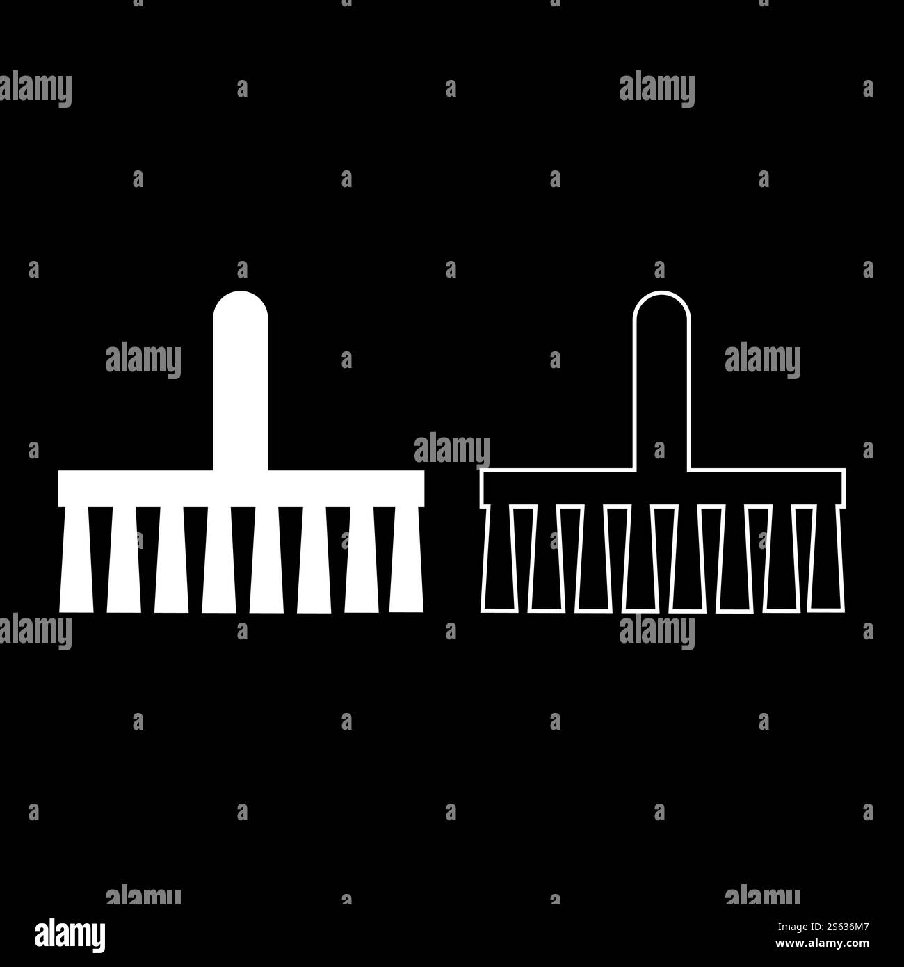 Broom Brush symbol icon outline set white color vector illustration ...