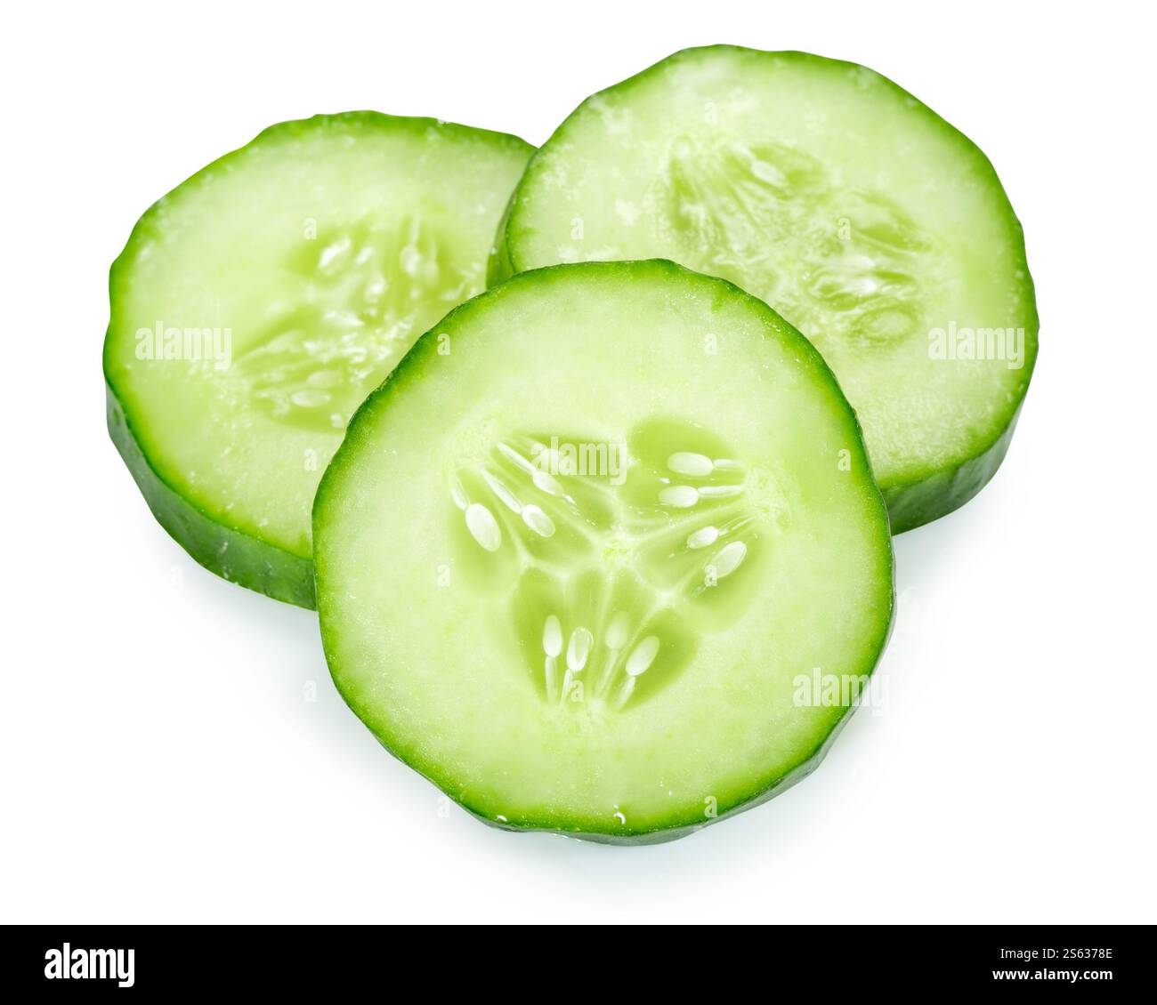 Fresh cucumber slice isolated on white background. Clipping Path Stock ...