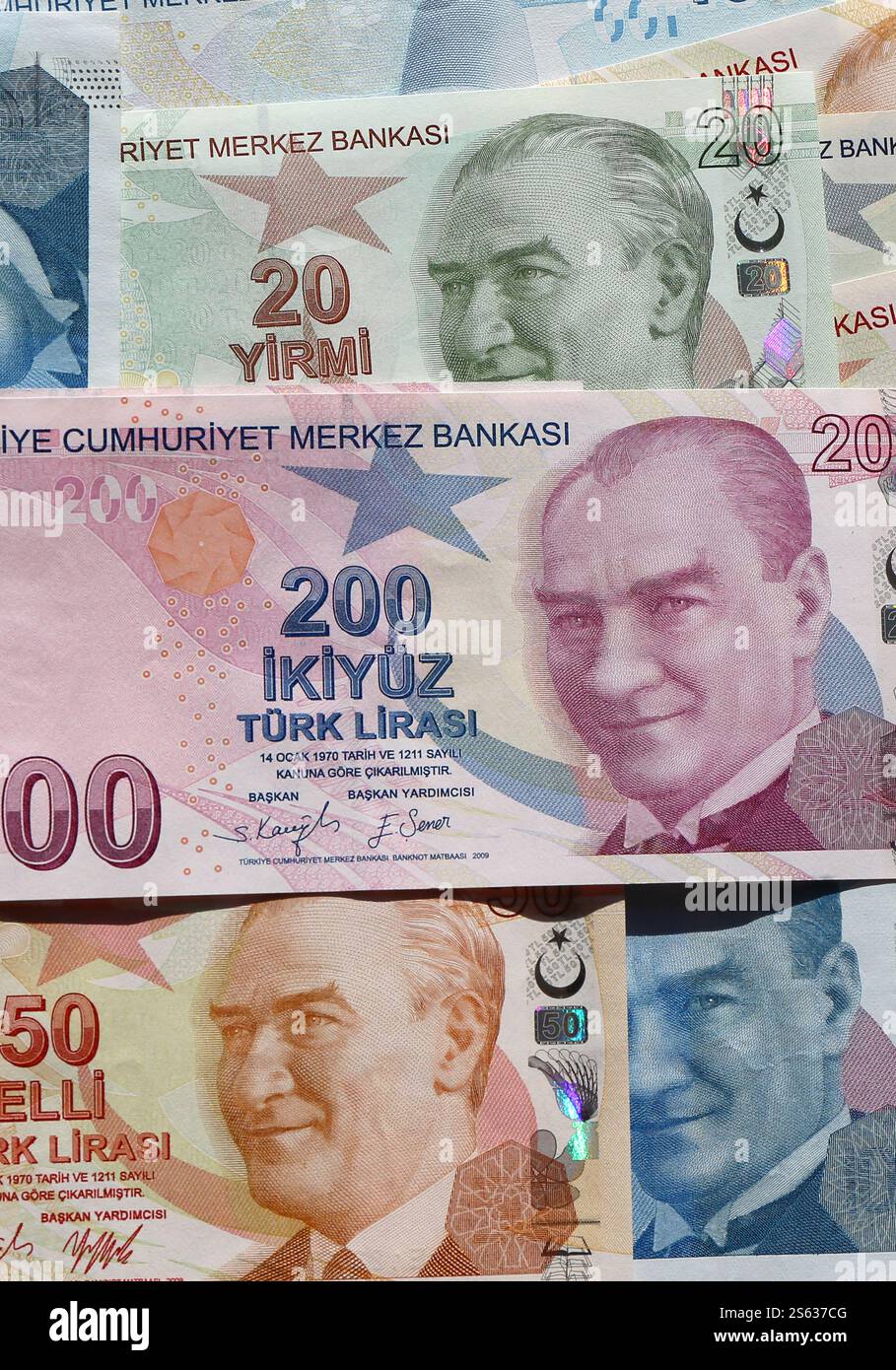 Colorful Turkish Lira Banknotes with Mustafa Kemal Ataturk Background ...