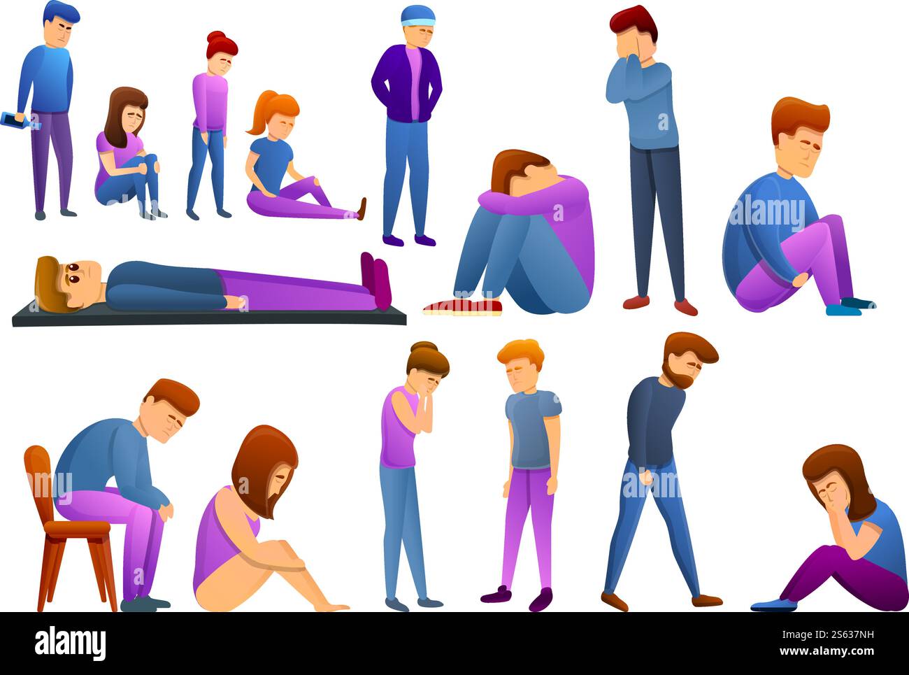 Depression icons set. Cartoon set of depression vector icons for web ...