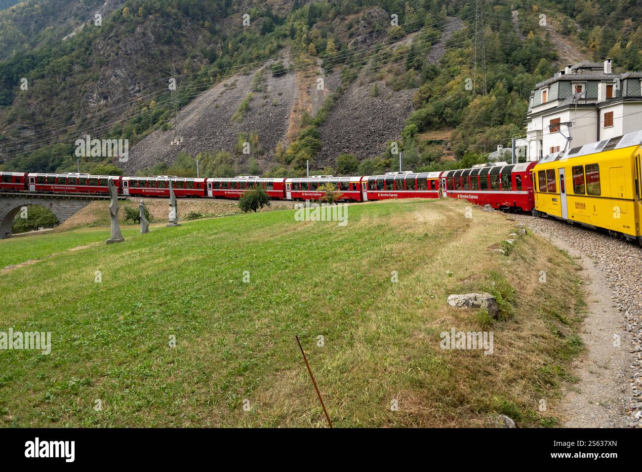 Brusio spiral railway viaduct in Switzerland Stock Photo - Alamy