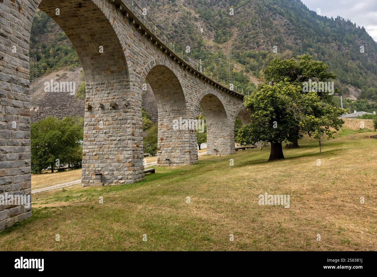Brusio spiral railway viaduct in Switzerland Stock Photo - Alamy