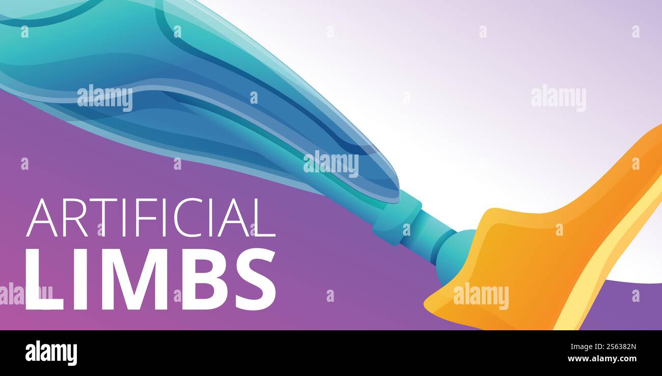 Artificial limbs concept banner. Cartoon illustration of artificial ...