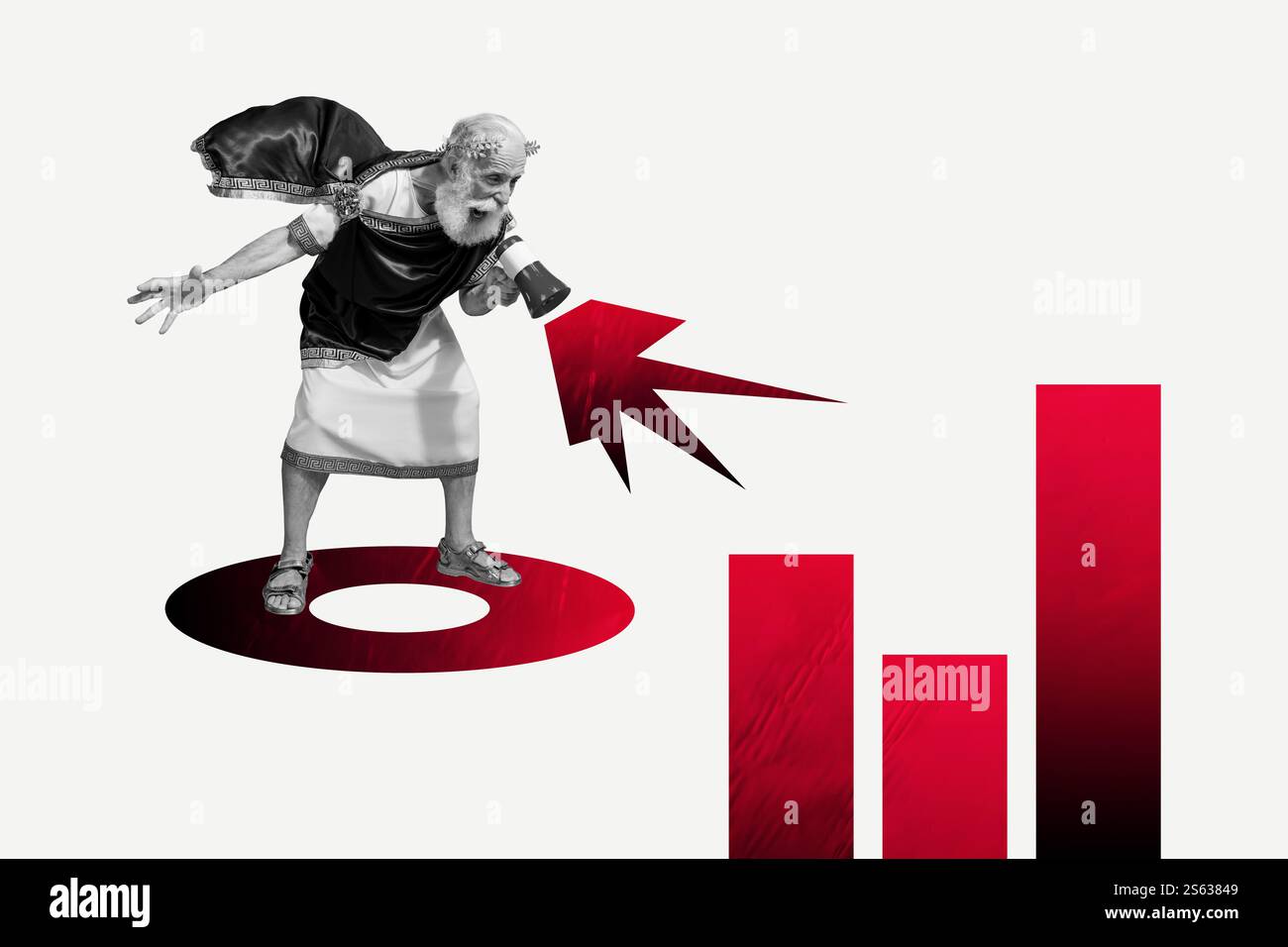 Exclusive art banner collage of angry old man wear julius caesar ...