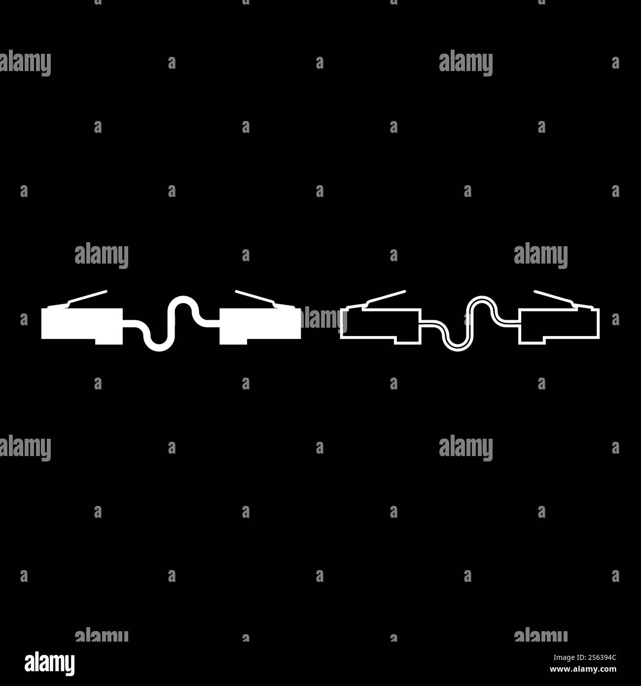 Network connector Patch cord Ethernet cable LAN wire icon outline set ...