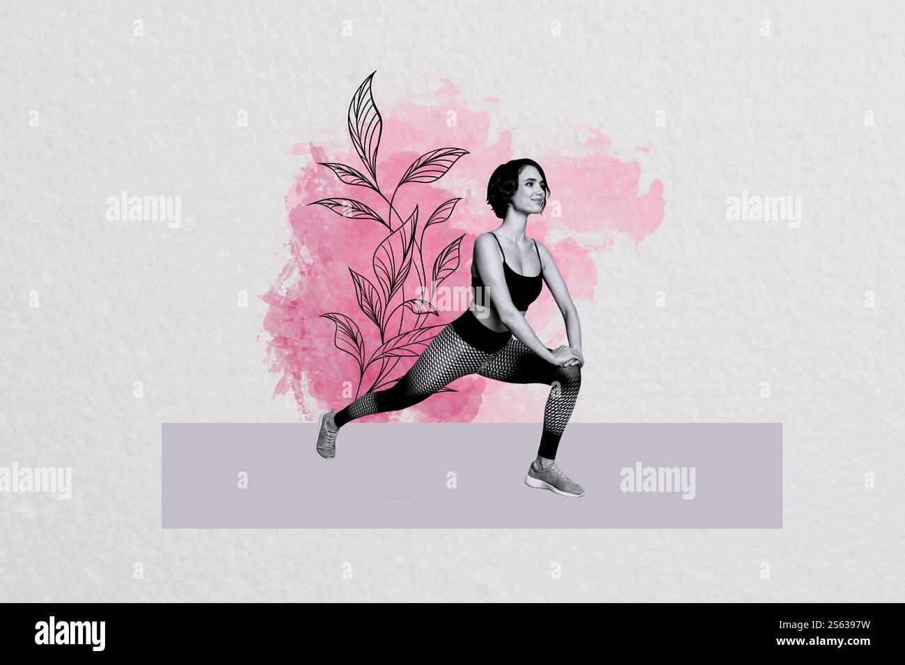 Composite artwork 3D photo collage trend template of young woman ...