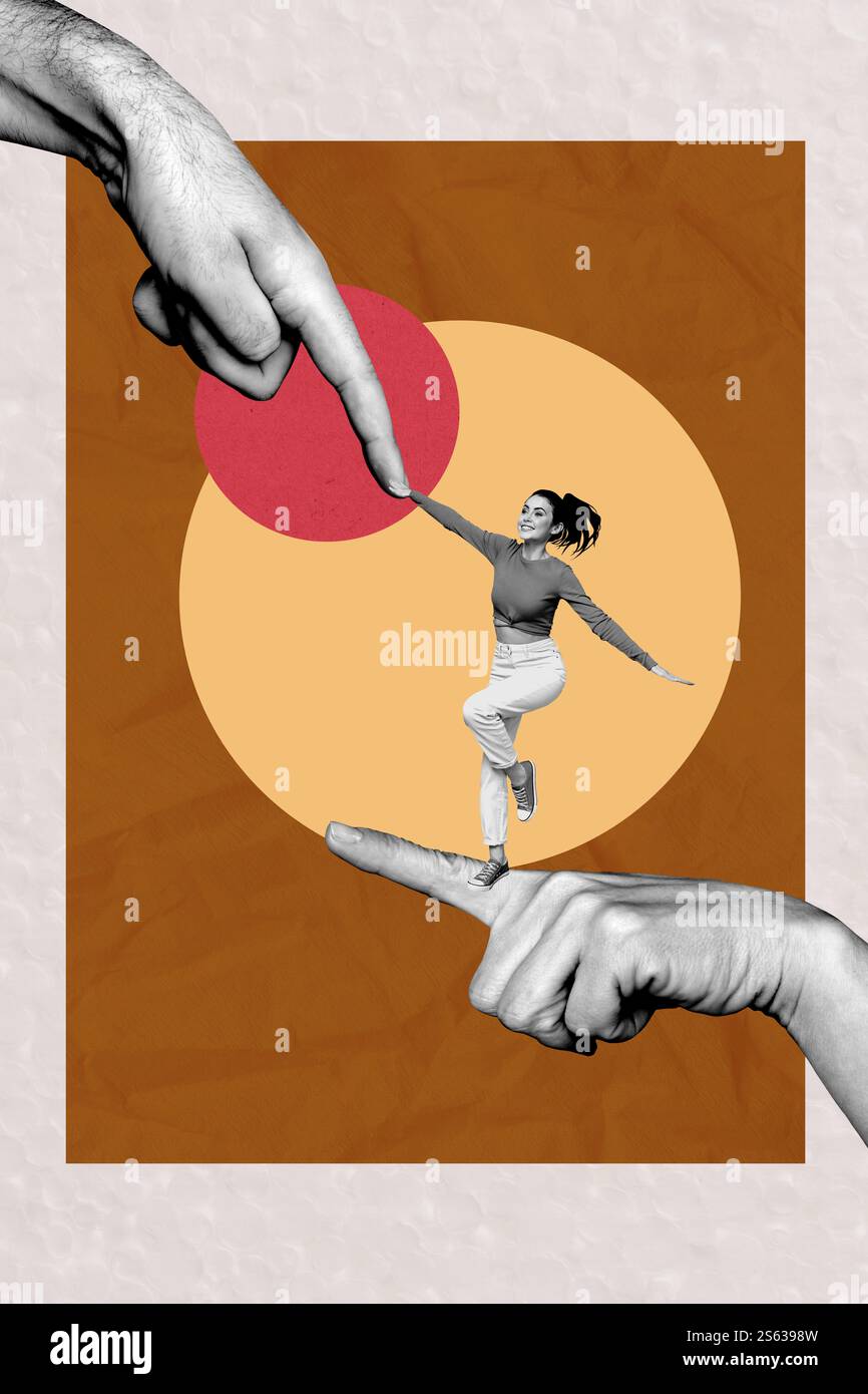 3D photo collage template trend artwork composite of symbol hand body ...