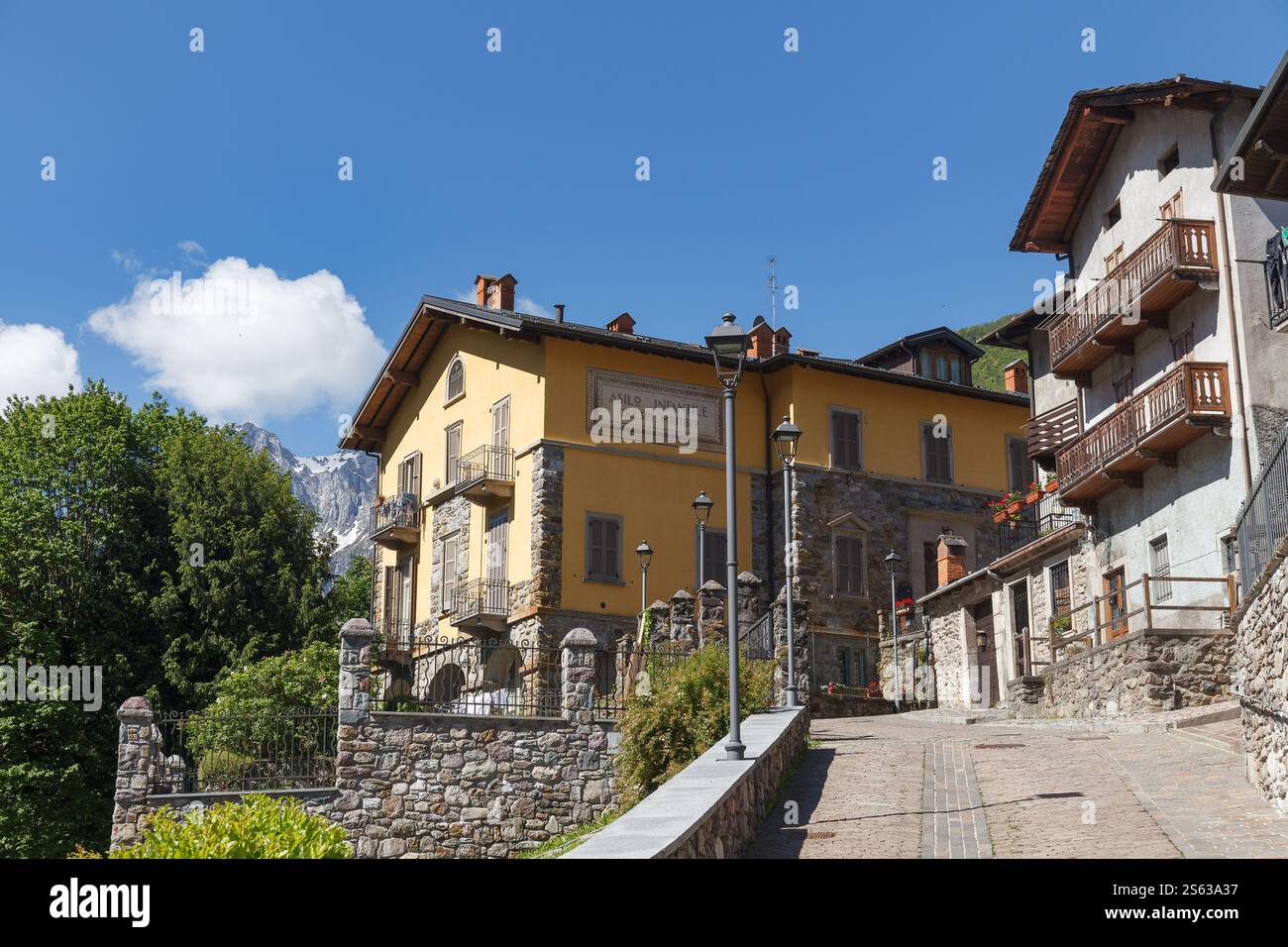 GROMO, ITALY - MAY 22, 2024: Street view of historical village with ...