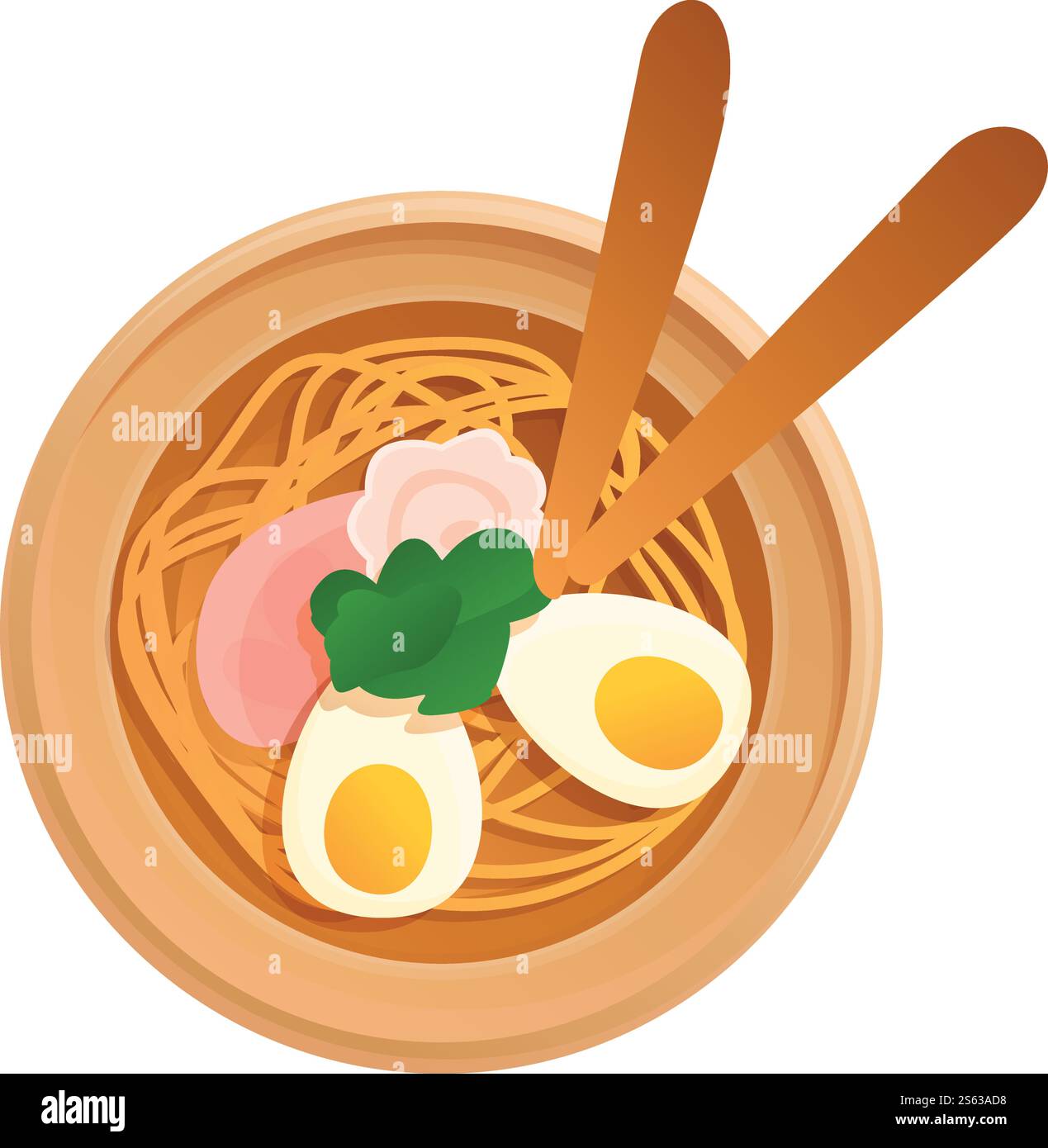 Top view ramen icon. Cartoon of top view ramen vector icon for web ...
