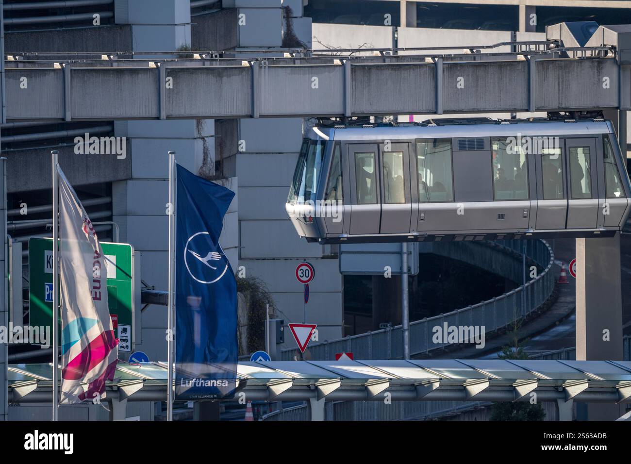 Düsseldorf Airport, terminal building, Skytrain, connects the airport ...