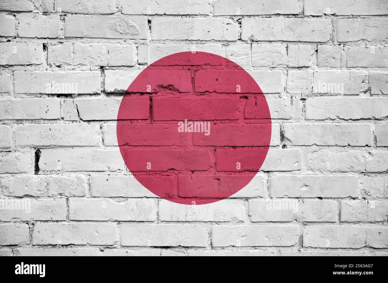Japan flag is painted onto an old brick wall Stock Photo - Alamy
