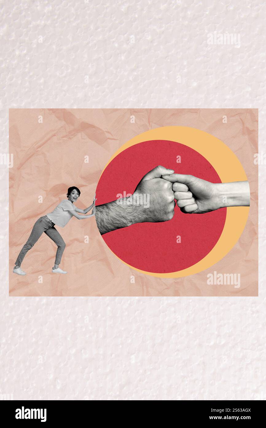 Creative artwork template sketch image 3D collage ofbody language ...