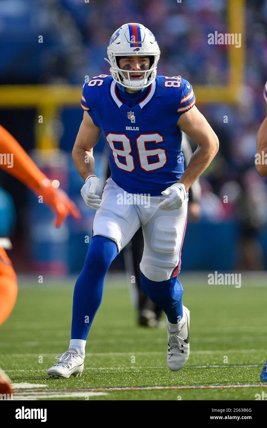 Buffalo Bills tight end Dalton Kincaid (86) runs on the field during ...
