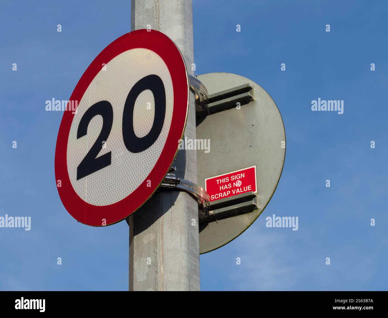 This sign has no scrap value (anti-theft notice) on Scottish 20mph ...